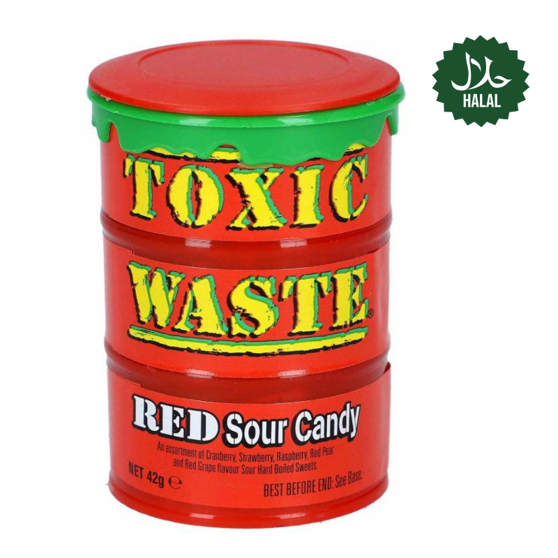 Toxic Waste Red Sour Candy Drum 42g – KKB Sweets And More