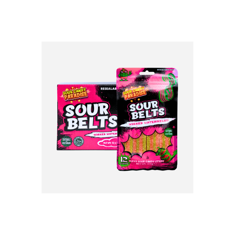 Candy Paradise Sour Belts Watermelon 100g – KKB Sweets And More